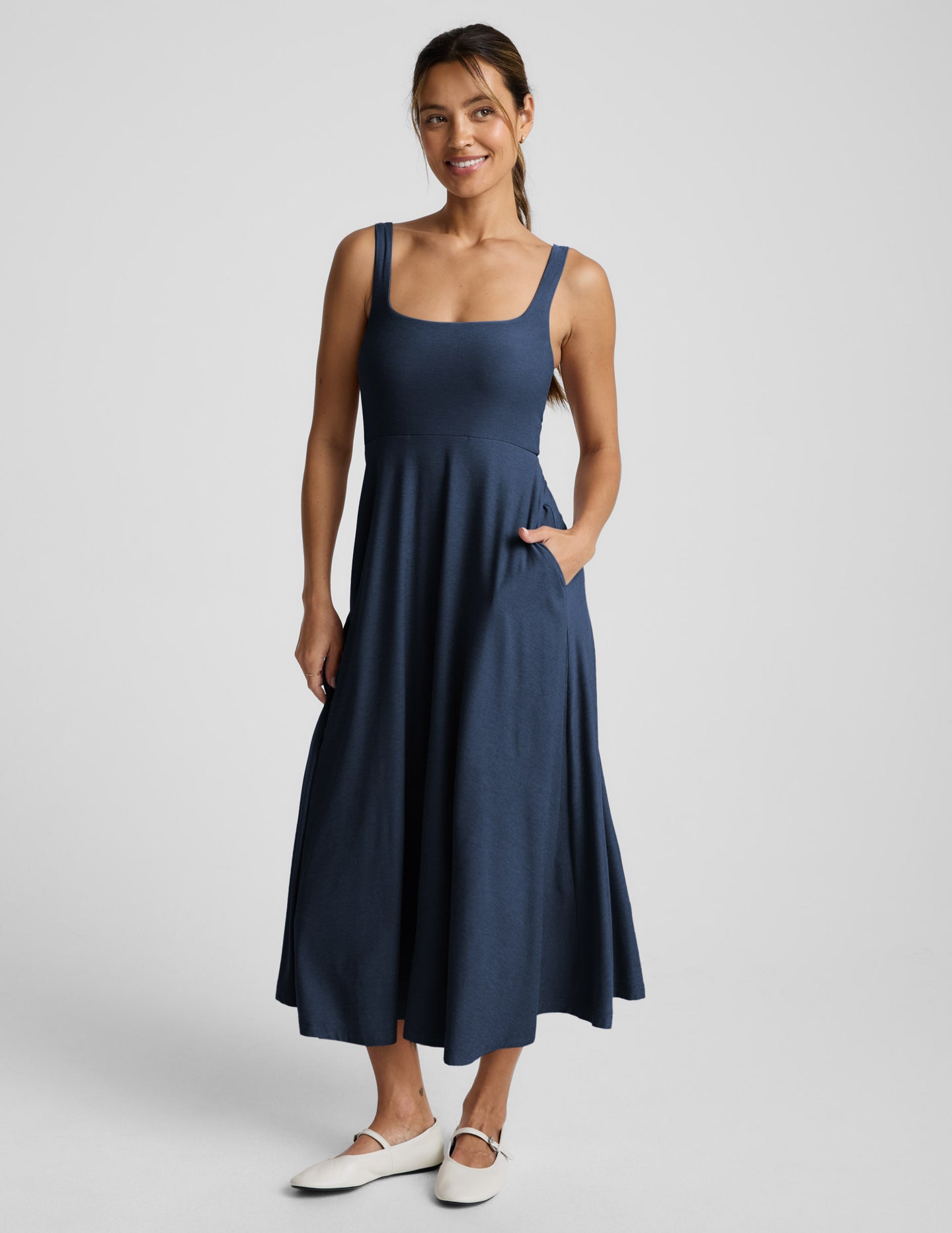 Featherweight At The Ready Square Neck Midi Dress | Beyond Yoga