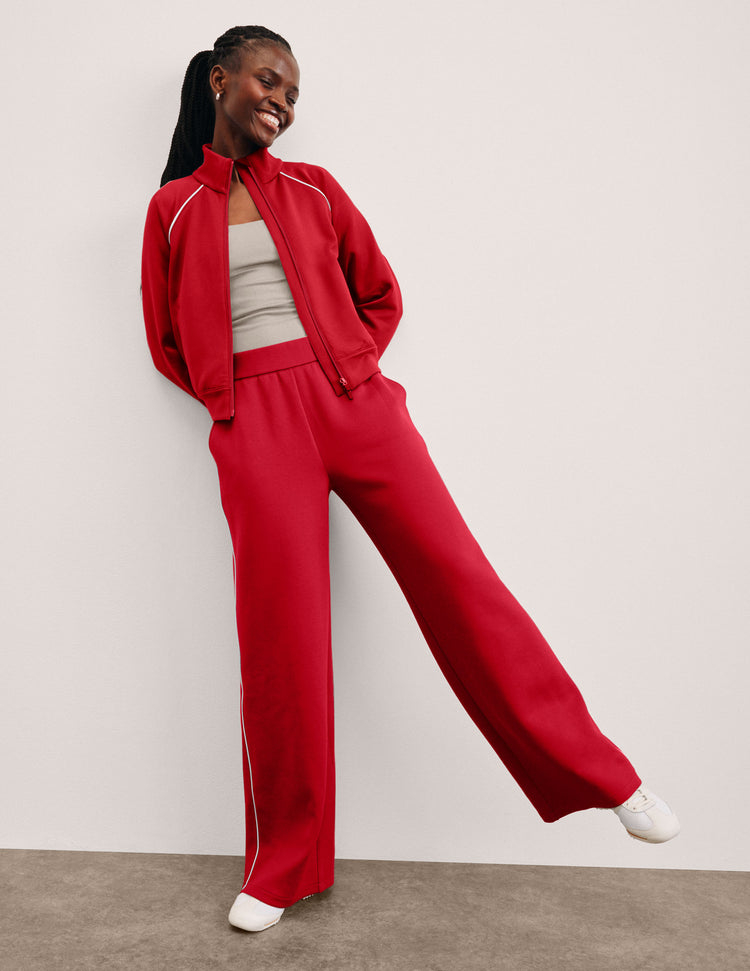 Women's Piped Wide Leg Pull On Pants - Red | Beyond Yoga