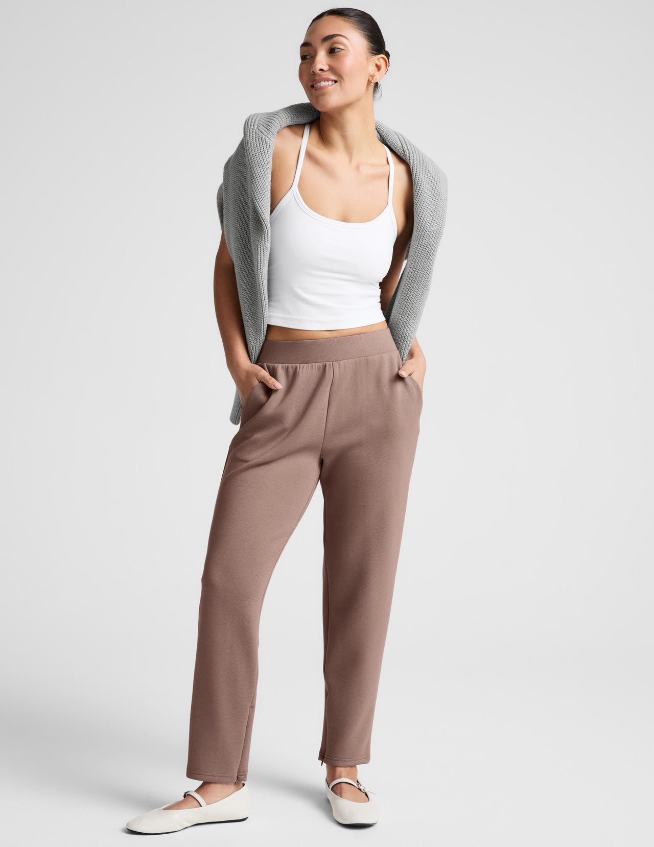 Women's Tapered Ankle SoftSpring Pants - Rosey Taupe | Beyond Yoga
