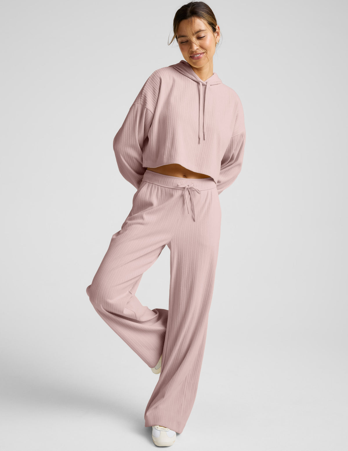 Ribbed Wide Leg Breathe Easy Pants - Pale Pink | Beyond Yoga