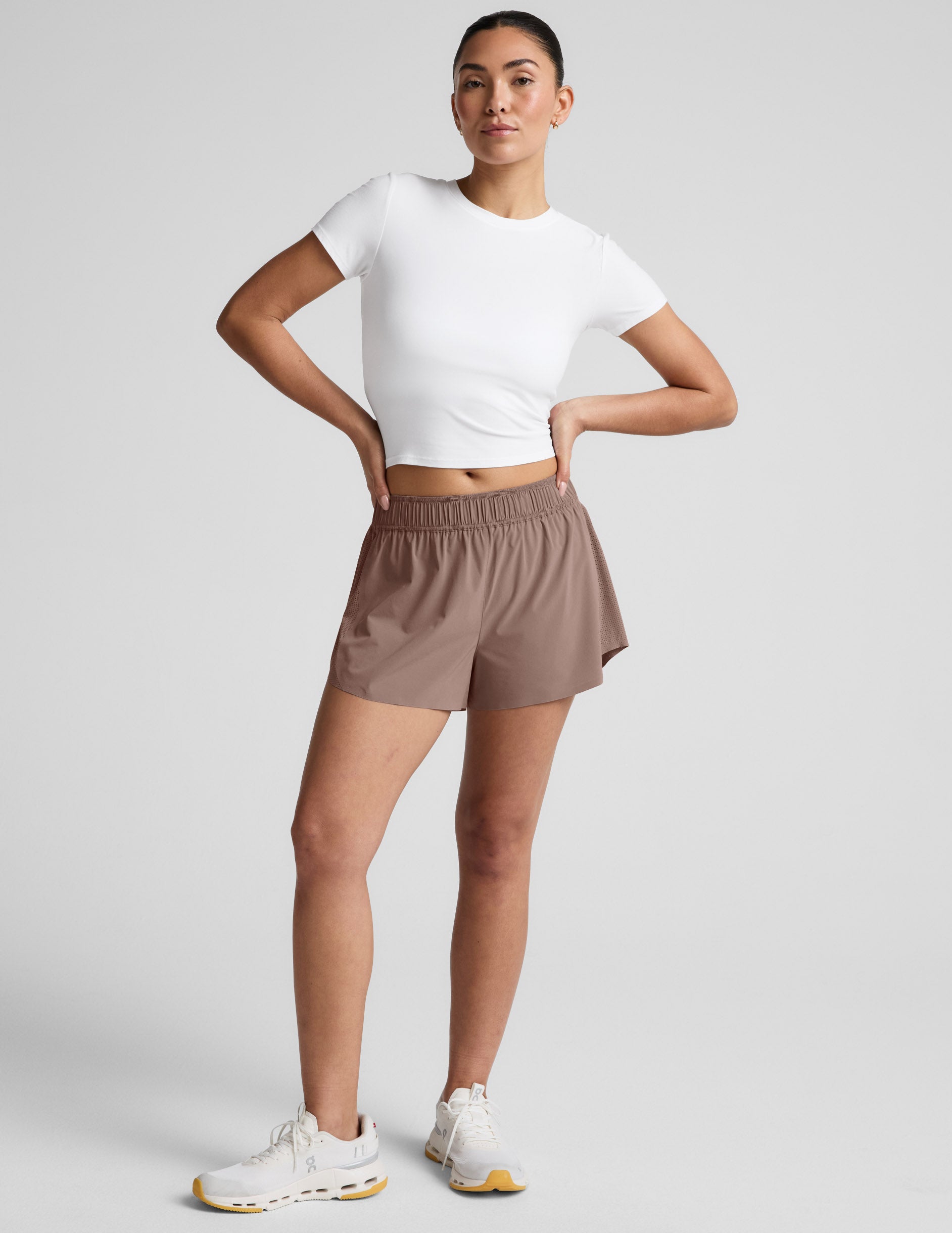 Women's Lined Running Solemate Shorts - Rosey Taupe | Beyond Yoga