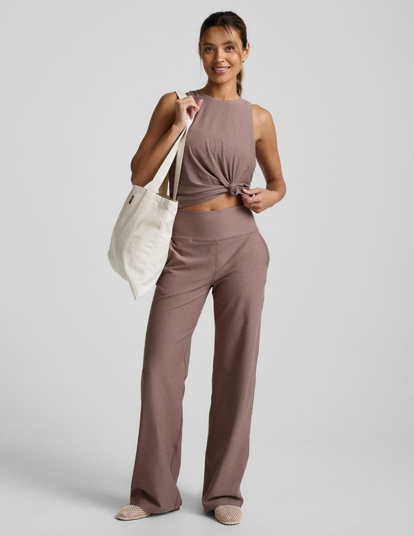 High Waisted Spacedye Wide Leg Pants - Rosey Taupe | Beyond Yoga
