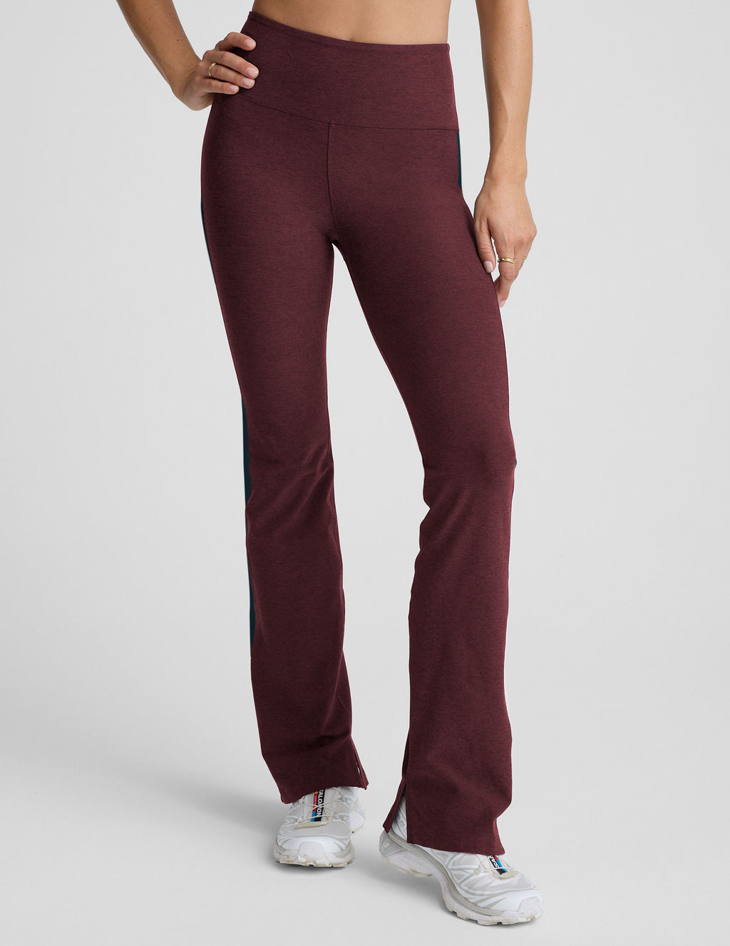 Boot Cut Side Slit Spacedye Pants - Midnight Burgundy | Beyond Yoga