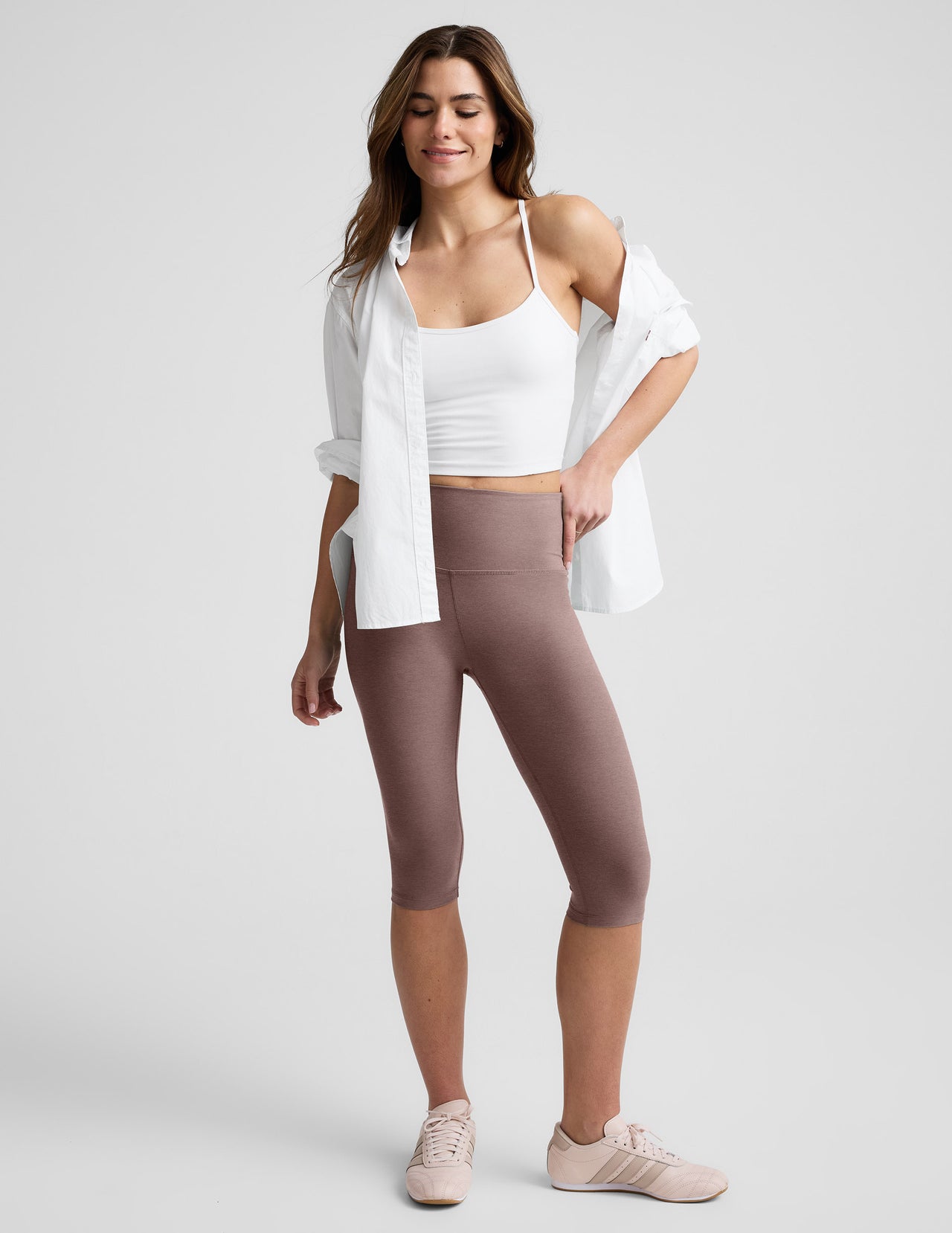 Spacedye High Waisted Pedal Pusher Legging - Rosey Taupe – Beyond Yoga