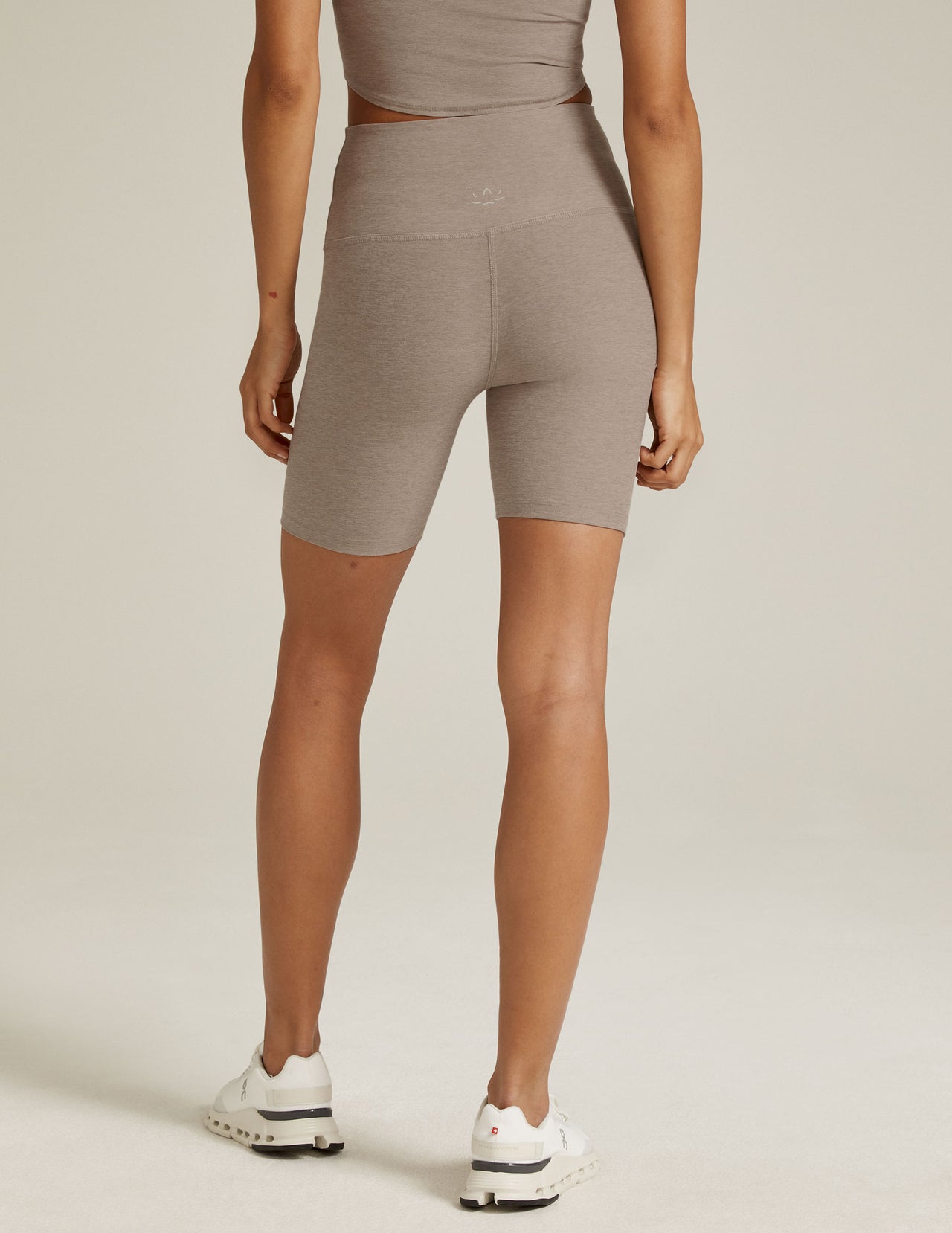High Waisted Spacedye Biker Shorts - Birch Heather | Beyond Yoga