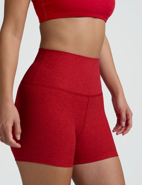 High Waisted 3" Spacedye Running Shorts - Red | Beyond Yoga