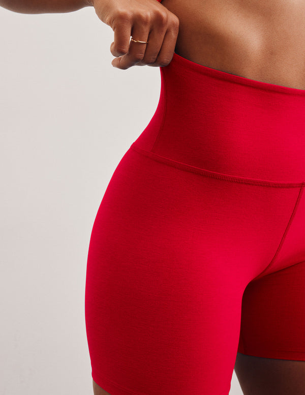 Women's High Waisted 5" Spacedye Bike Shorts - Red | Beyond Yoga