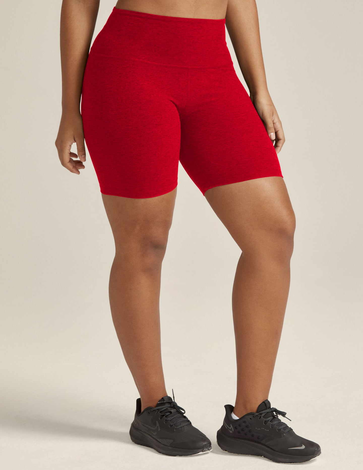 Women's High Waisted 5" Spacedye Bike Shorts - Red | Beyond Yoga
