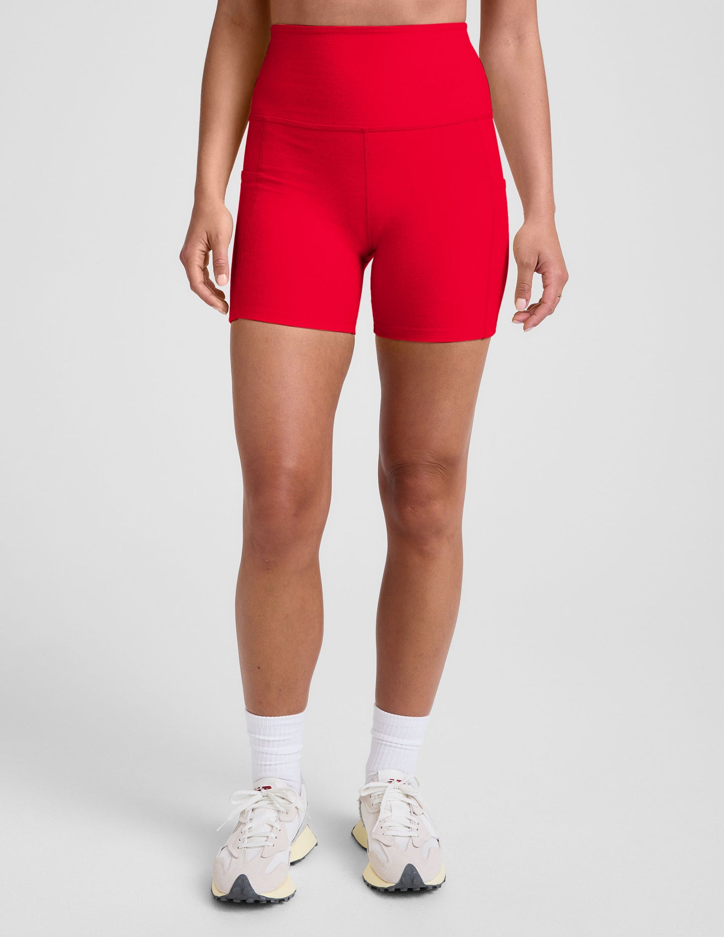 High Waisted Spacedye Pocket Bike Shorts - Red | Beyond Yoga